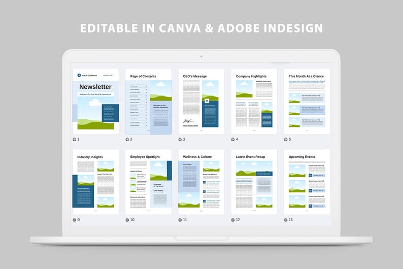 Newsletter Template | Canva Template | Adobe Indesign | Corporate ...