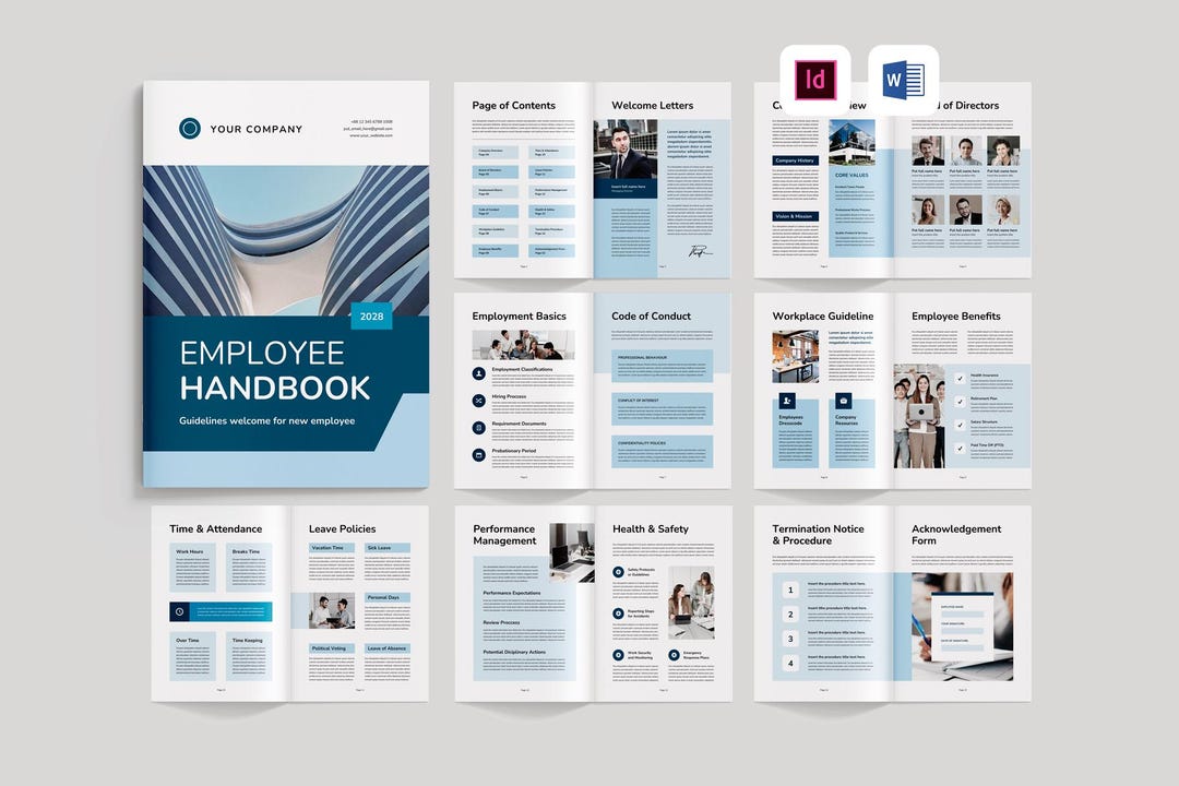 HR Employee Handbook Template | Microsoft Word | Adobe Indesign ...