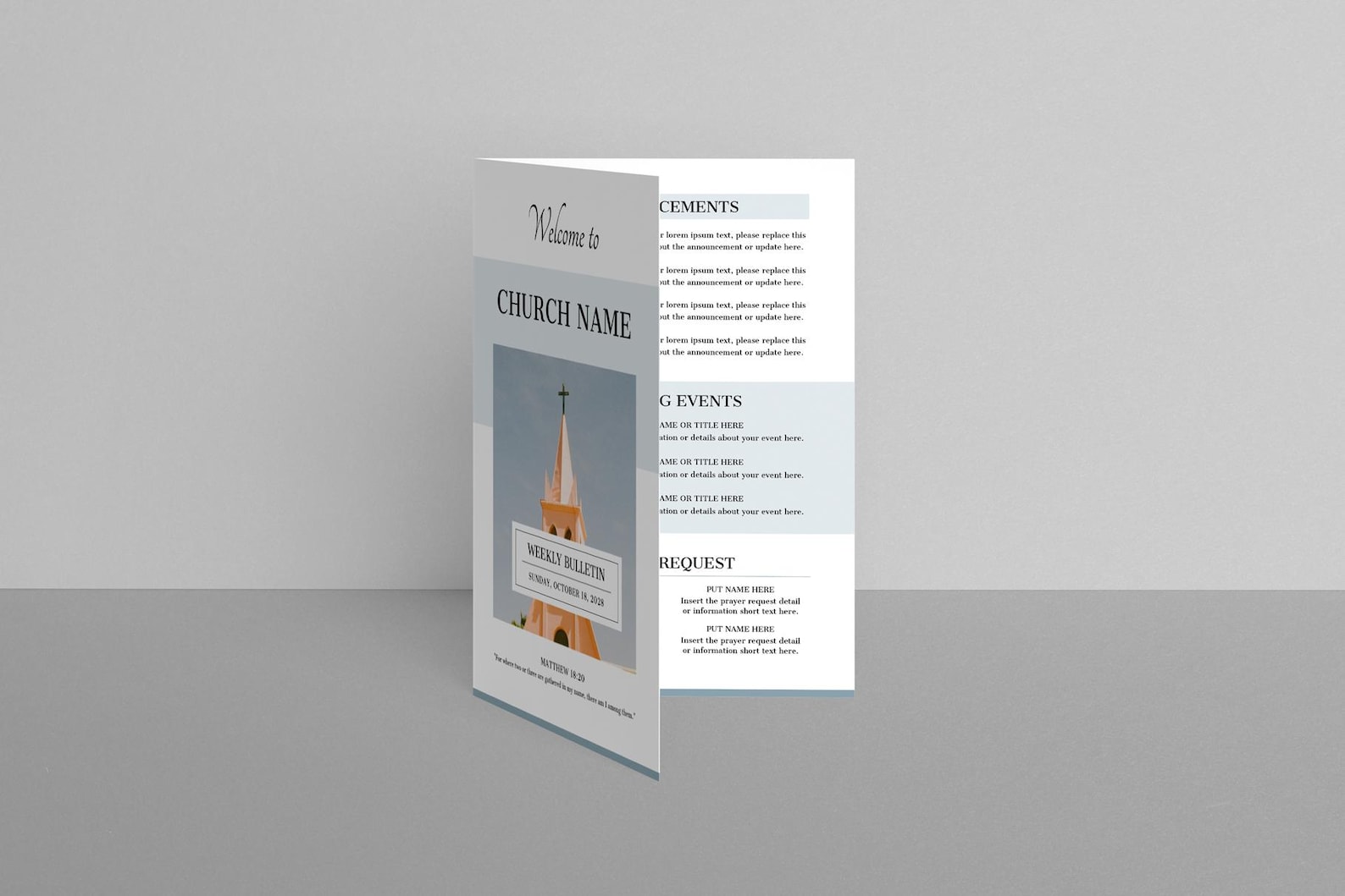 Church Bulletin Template | Church Services Program | Simple Newsletter ...