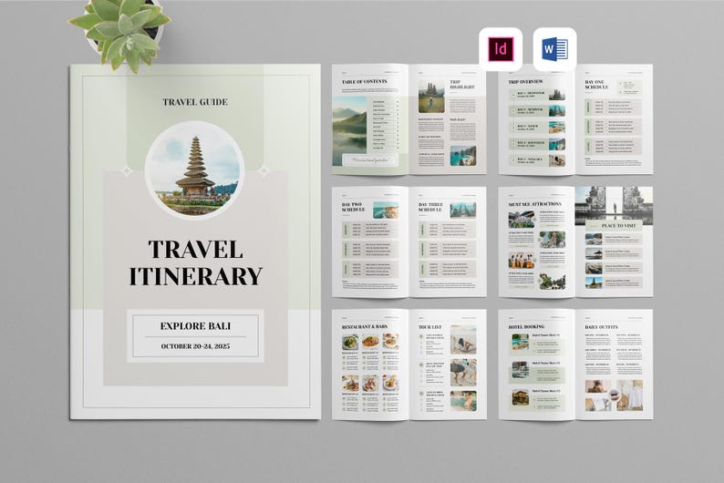 Travel Itinerary Plan Template | Microsoft Word | Adobe Indesign | Trip ...