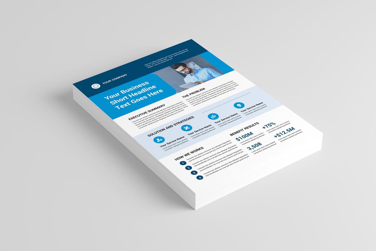 One Pager Template | Business Executive Summary | Company White Paper ...