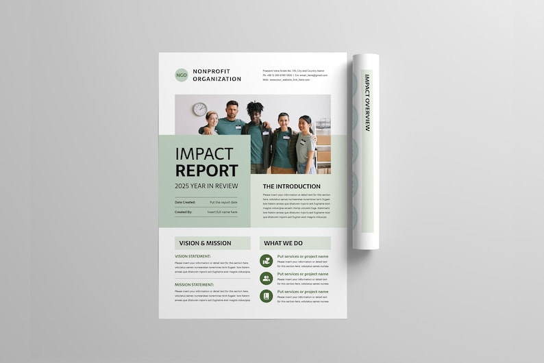 Impact Report Template | Nonprofit Annual Report | Year in Review One ...
