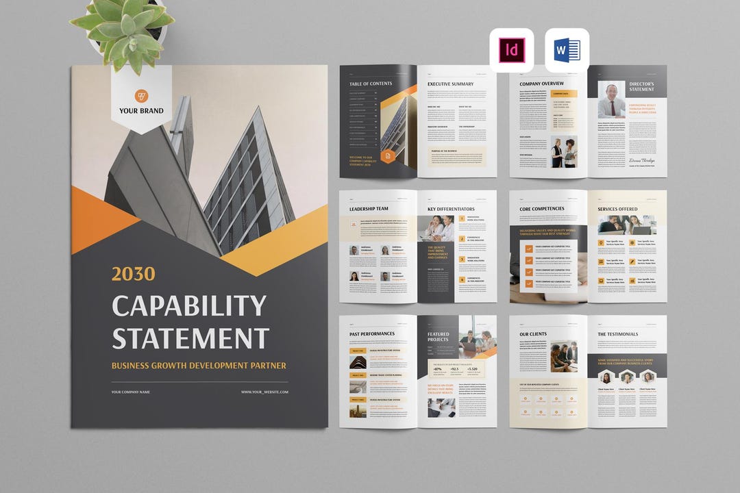 Capability Statement Template | Microsoft Word | Adobe Indesign | Corporate Business Brochure ...