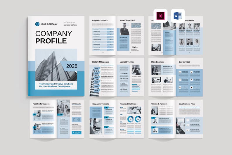 Company Profile Template | Microsoft Word | Adobe Indesign | Company ...