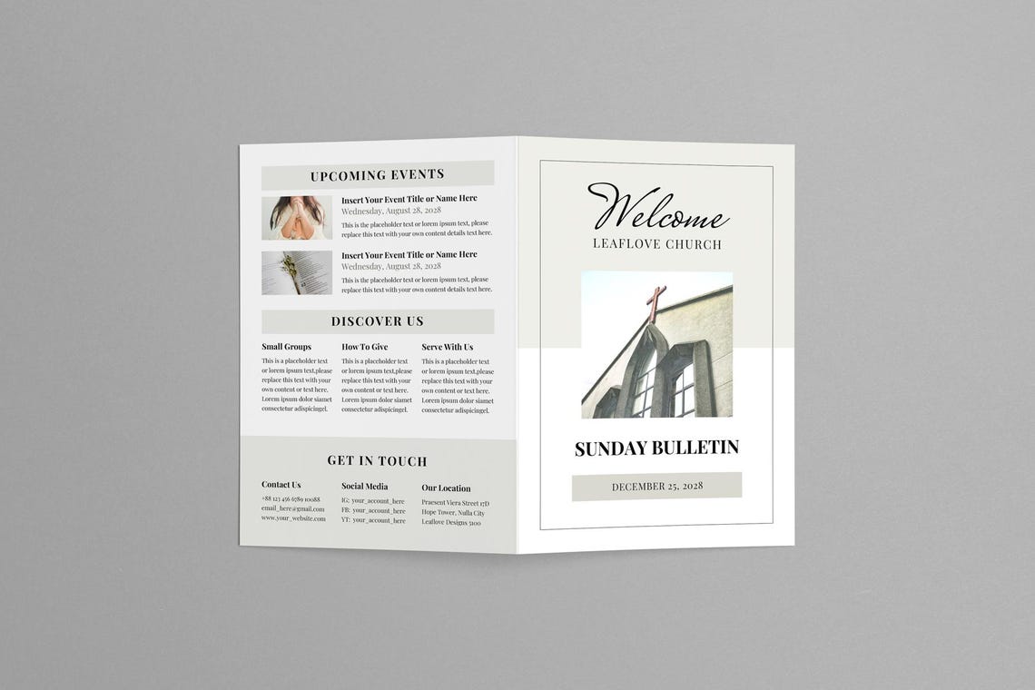 Church Bulletin Template | Microsoft Word | Adobe Indesign | Church ...