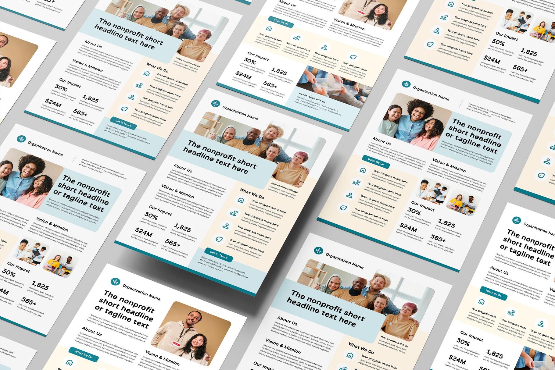 Nonprofit One Pager Template | Microsoft Word | Adobe Indesign | Non ...