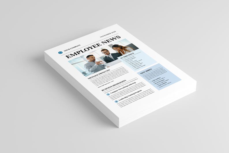 Company Newsletter Template | Employee News | Business Monthly Bulletin ...