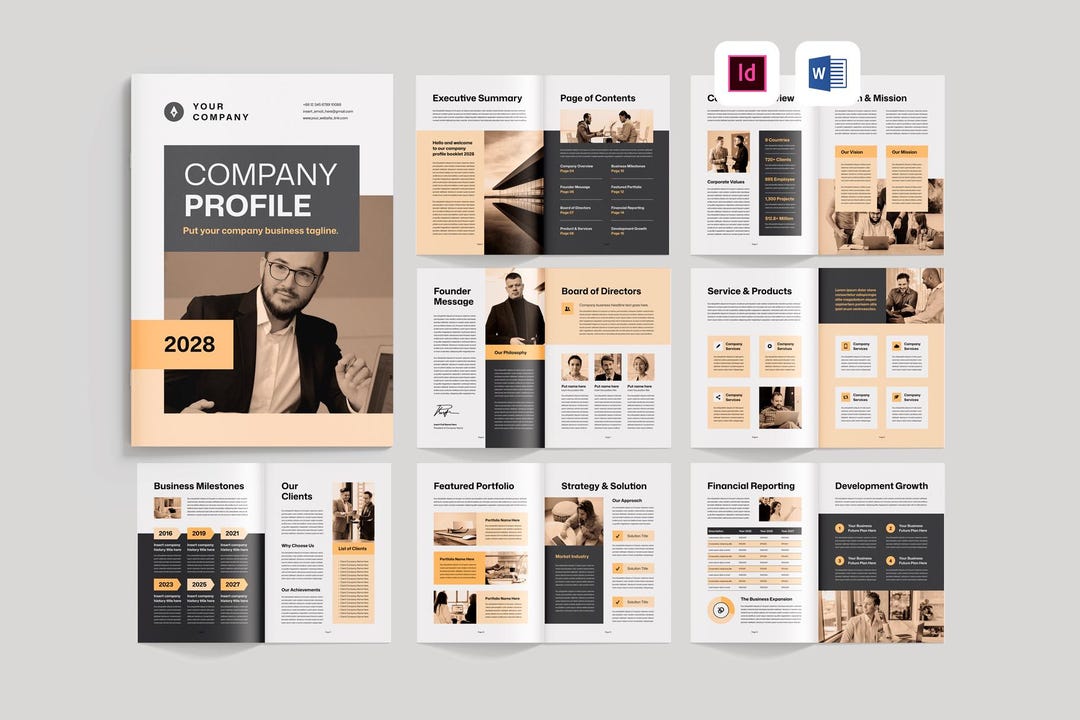 Company Profile Template | Microsoft Word | Adobe Indesign | Company ...