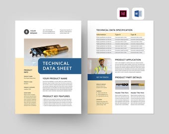 Product Data Sheet Template Canva, Technical Data Sheet Word Editable ...