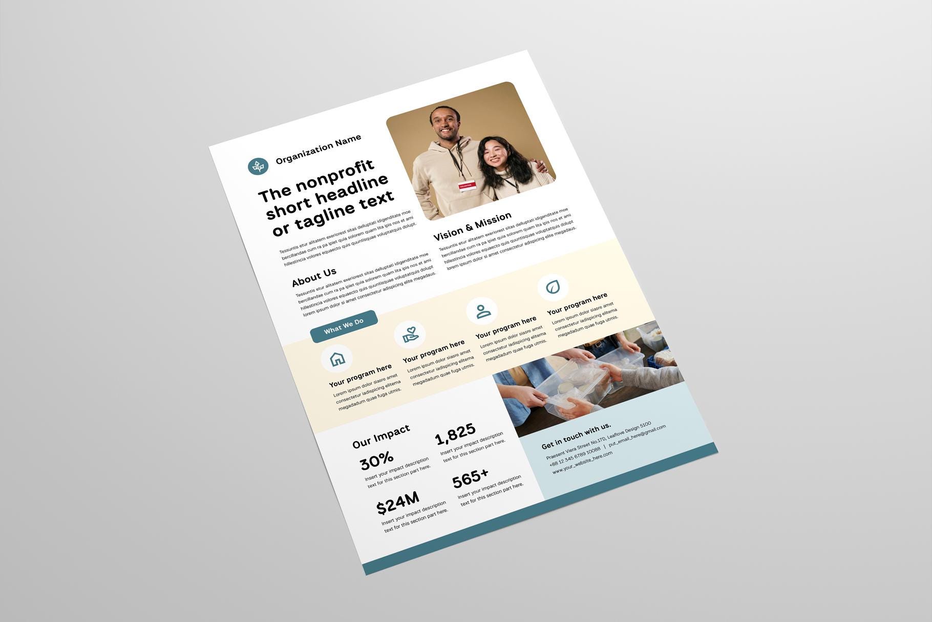 Nonprofit One Pager Template | Microsoft Word | Adobe Indesign | Non ...