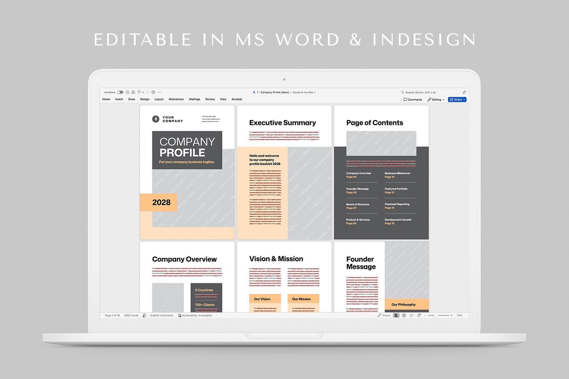 Company Profile Template | Microsoft Word | Adobe Indesign | Company ...