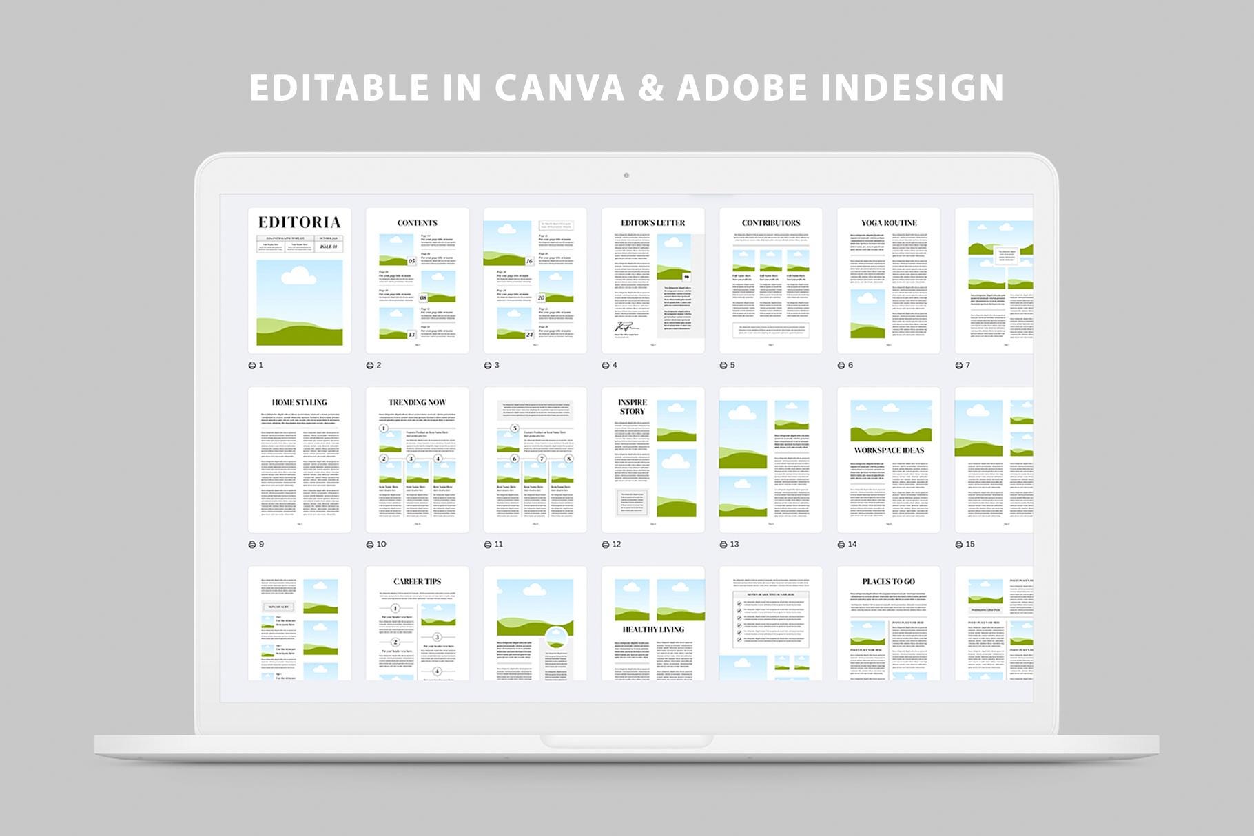 Magazine Template | Canva Template | Adobe Indesign | Book Editorial ...