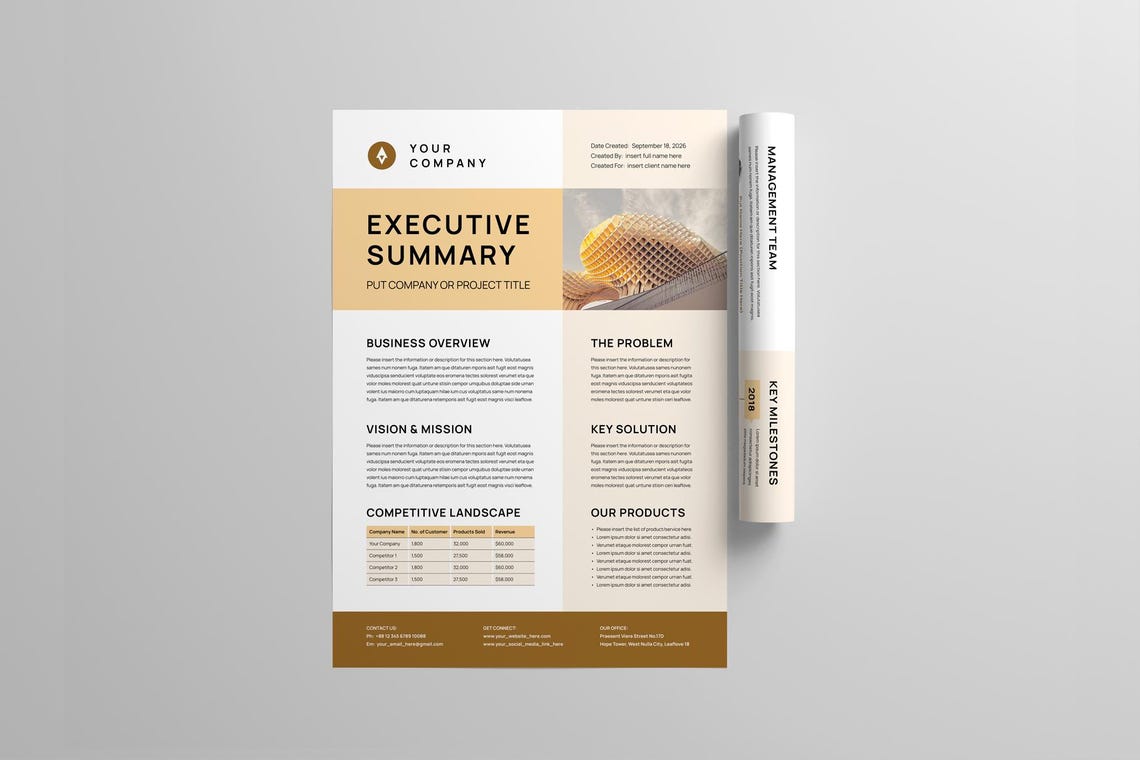 Executive Summary Template | Microsoft Word | Adobe Indesign | Company ...