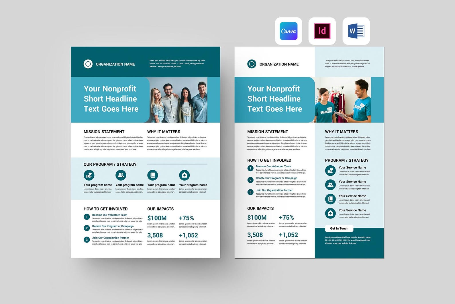 Nonprofit One Pager Template | Non Profit Charity Flyer | Fundraiser ...