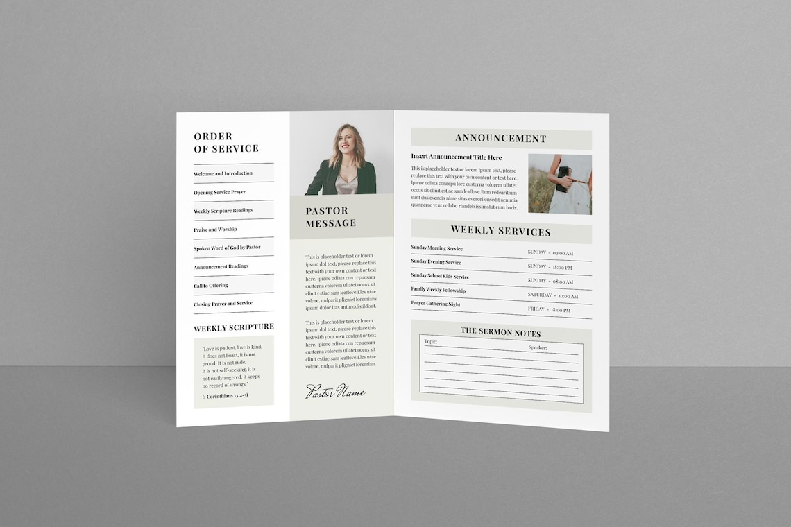 Church Bulletin Template | Microsoft Word | Adobe Indesign | Church ...