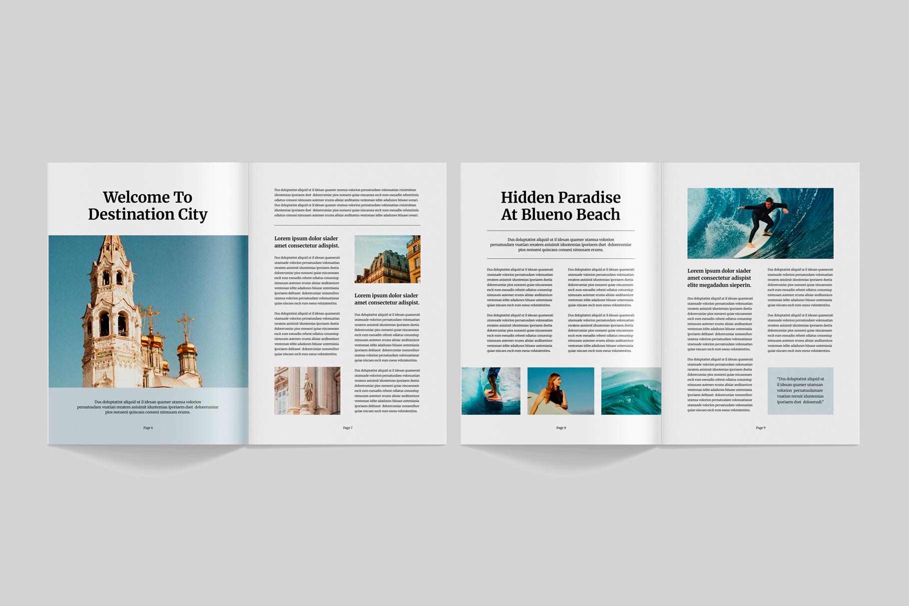 Magazine Template | Book Editorial Layout | Travel Brochure Catalog ...