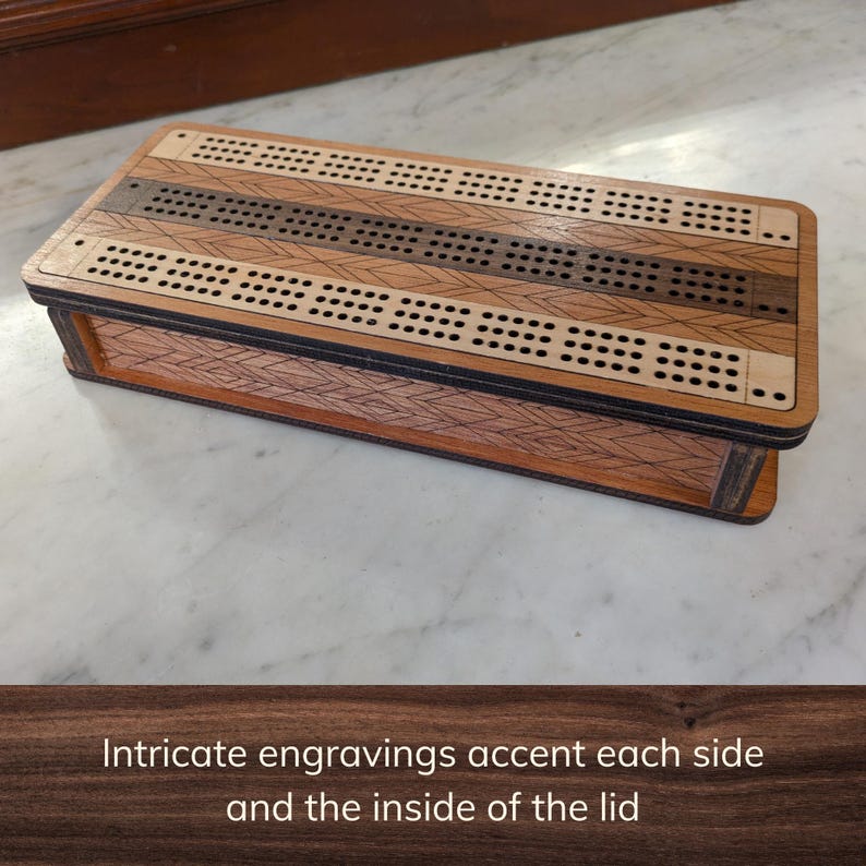 Hardwood Veneer Cribbage Board Set: Mahogany, Maple, Walnut - Etsy
