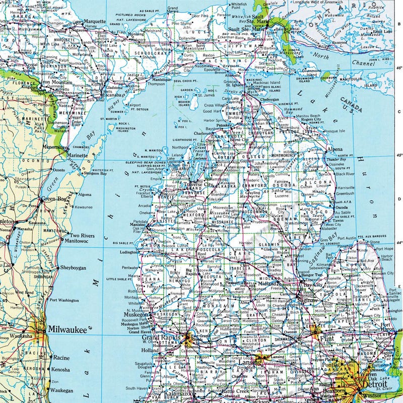 Vintage Michigan Map Art - Etsy