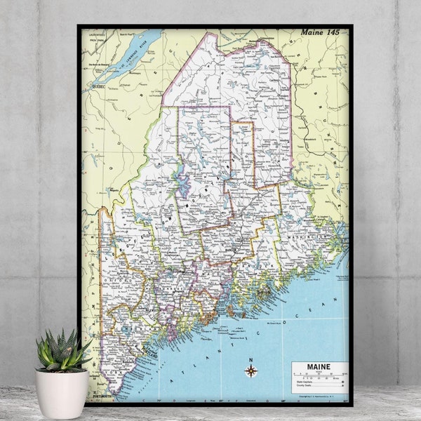 Maine Map Art - Etsy