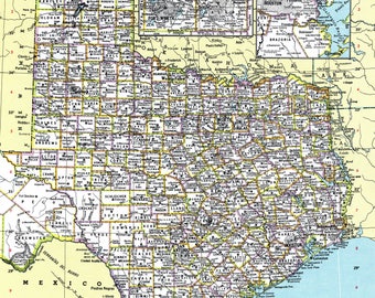 Texas map | Etsy
