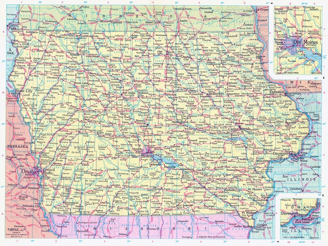 Iowa Map Instant Download - Printable Map, Digital Download, Wall Art ...