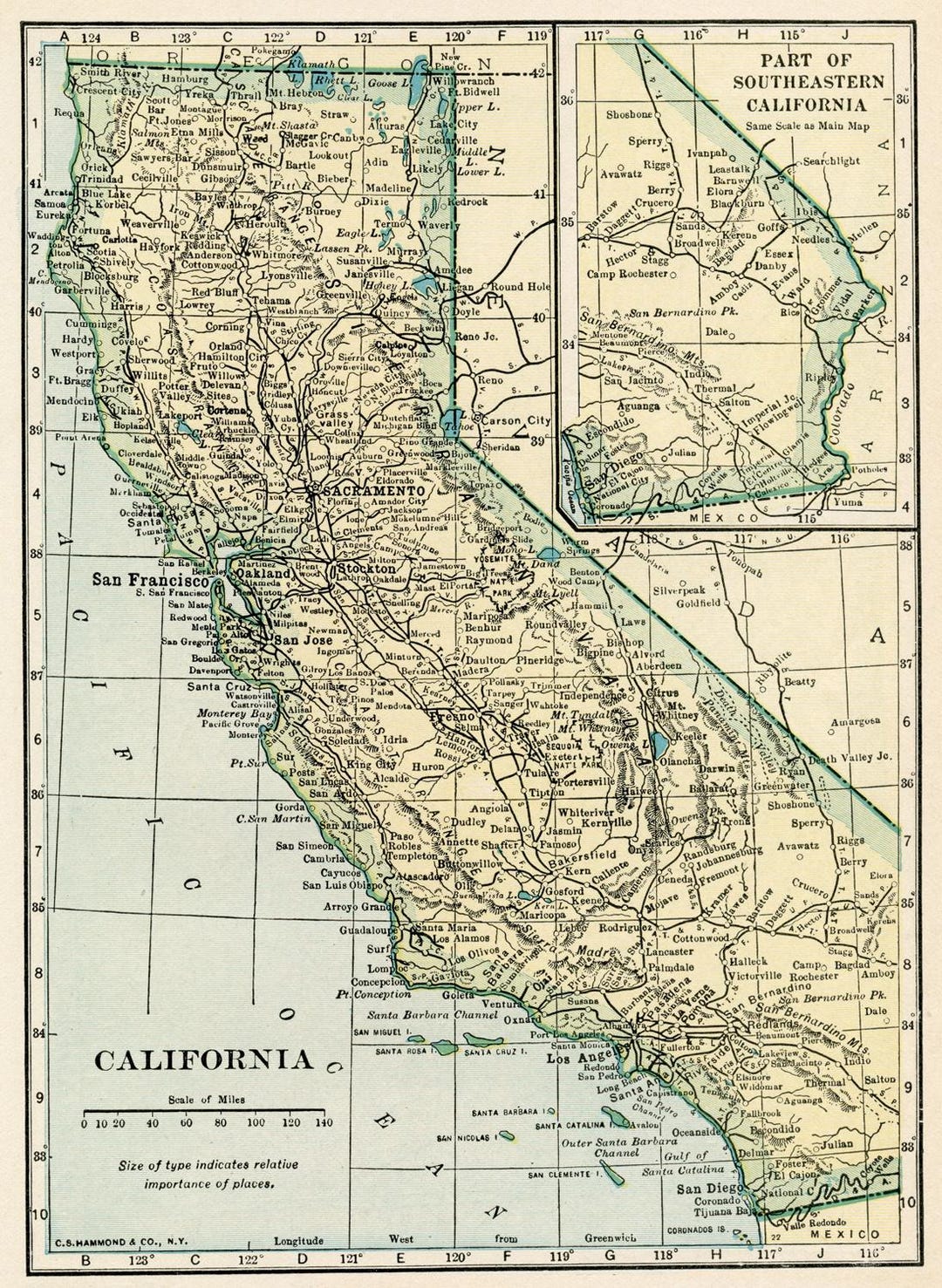 California Map Digital Download - Printable Map, Vintage 1923 Map of ...