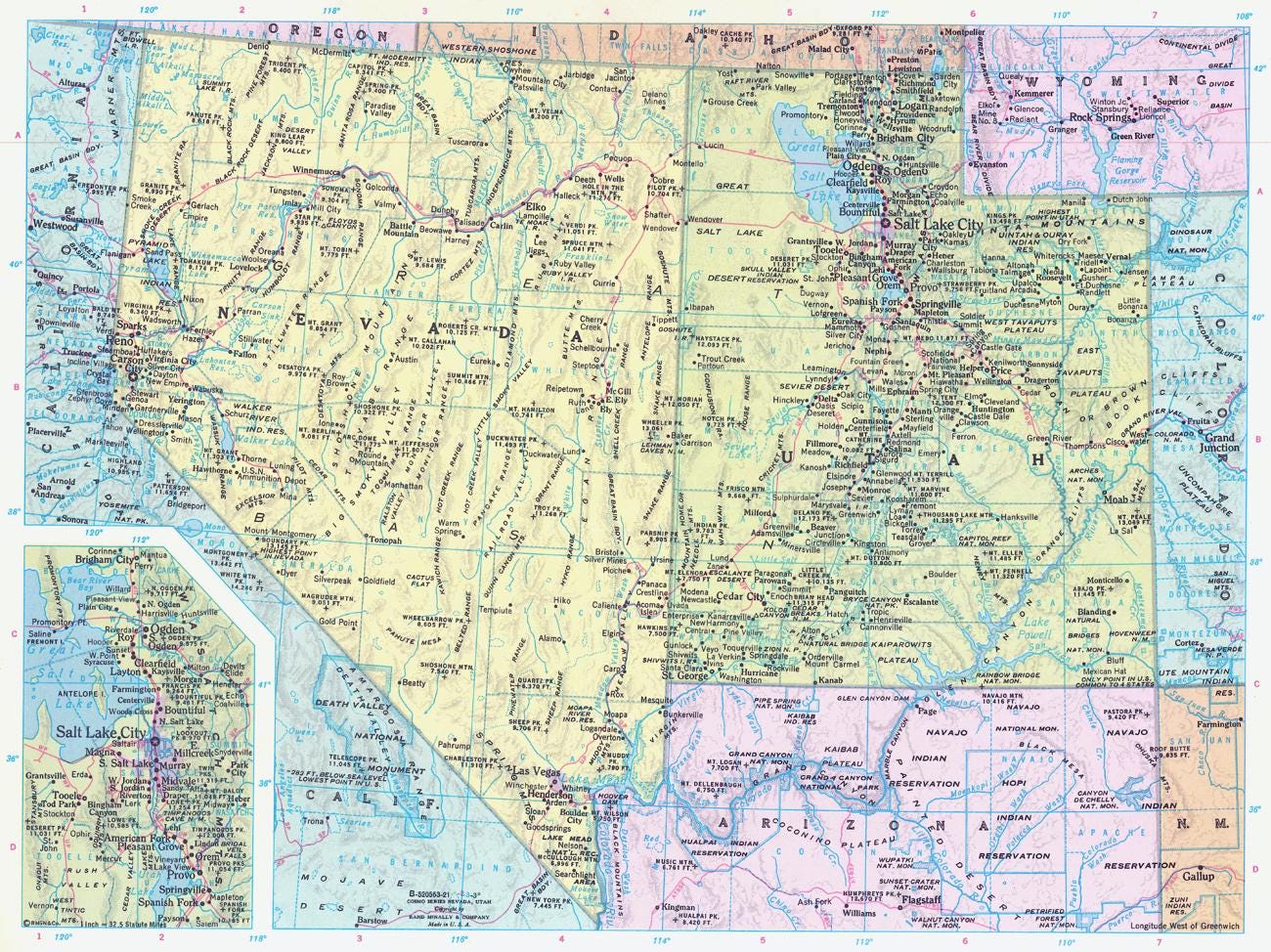 Utah & Nevada Map Digital Download - Printable Map, Instant Download ...