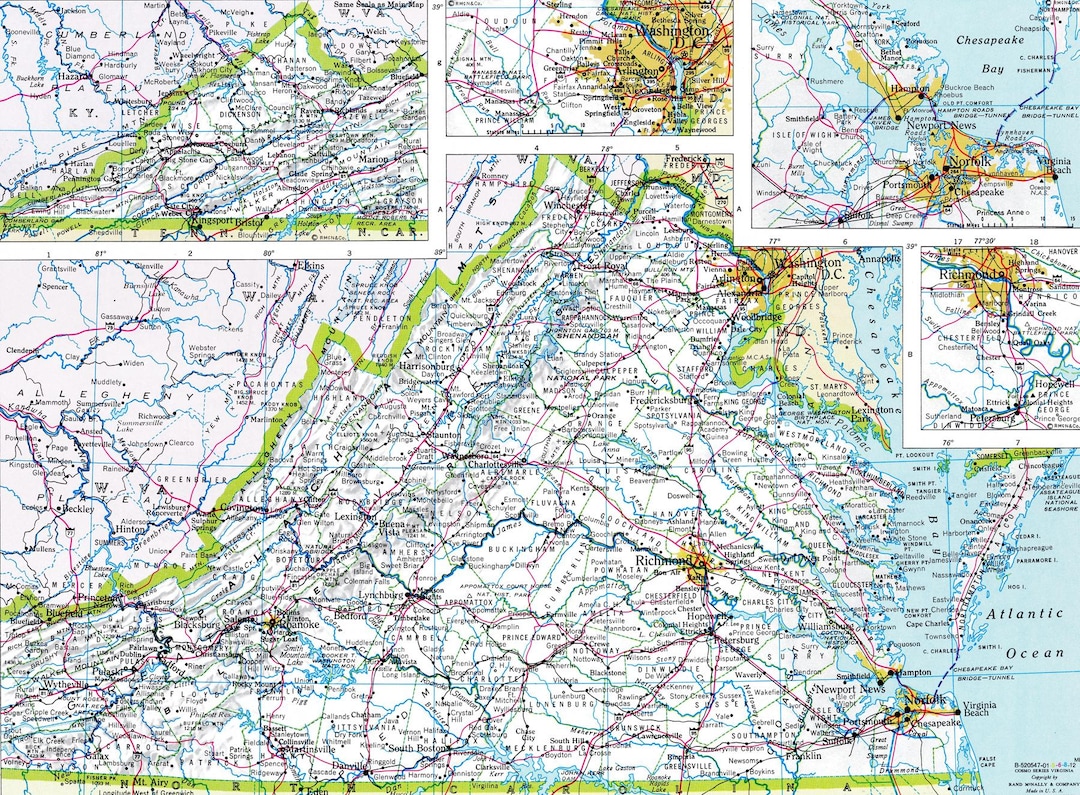 Virginia Map Digital Download - Printable Map, Map of Virginia, Home ...