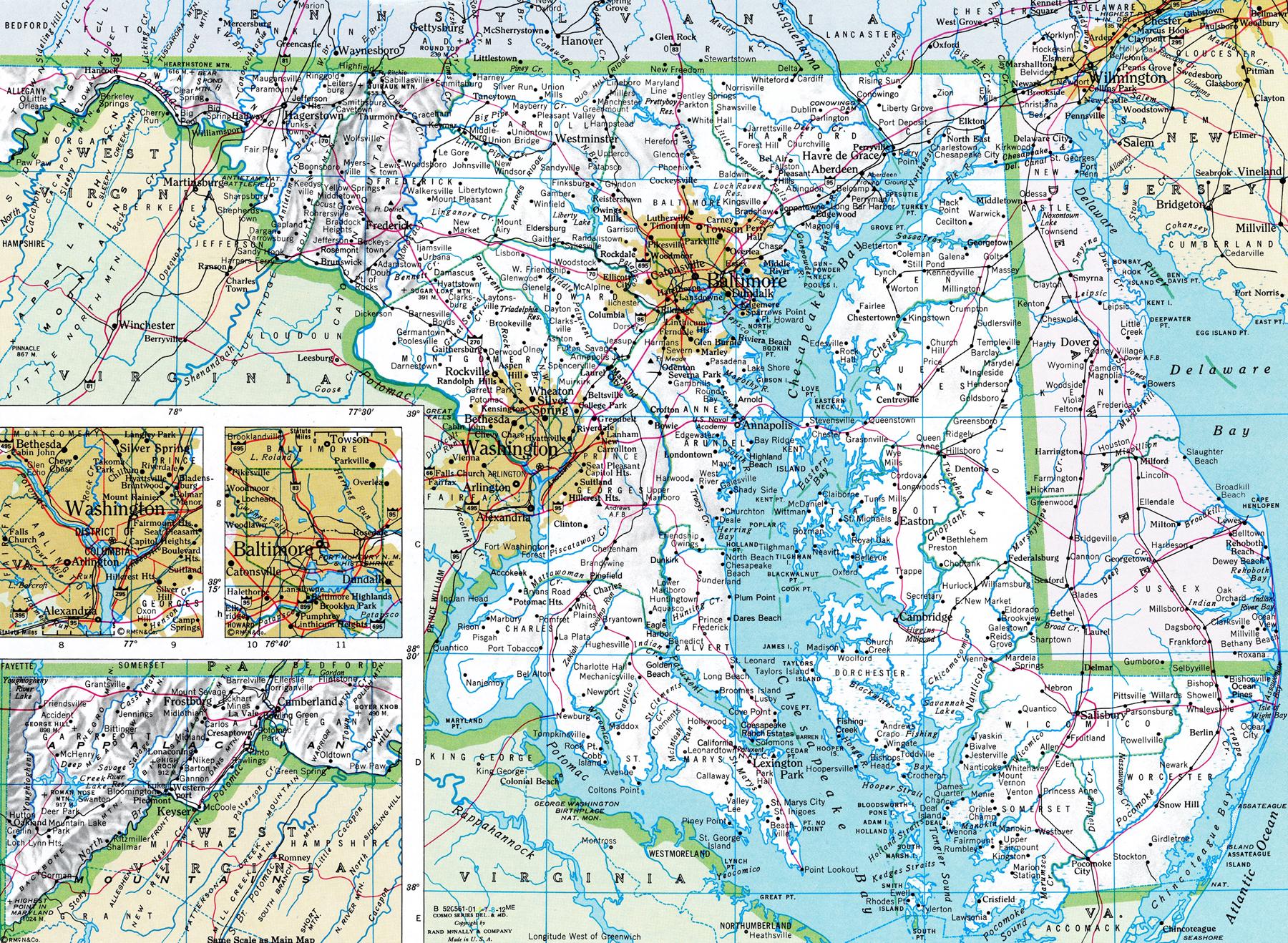 Maryland Map Digital Download - Printable Map, Map of Maryland, Home ...