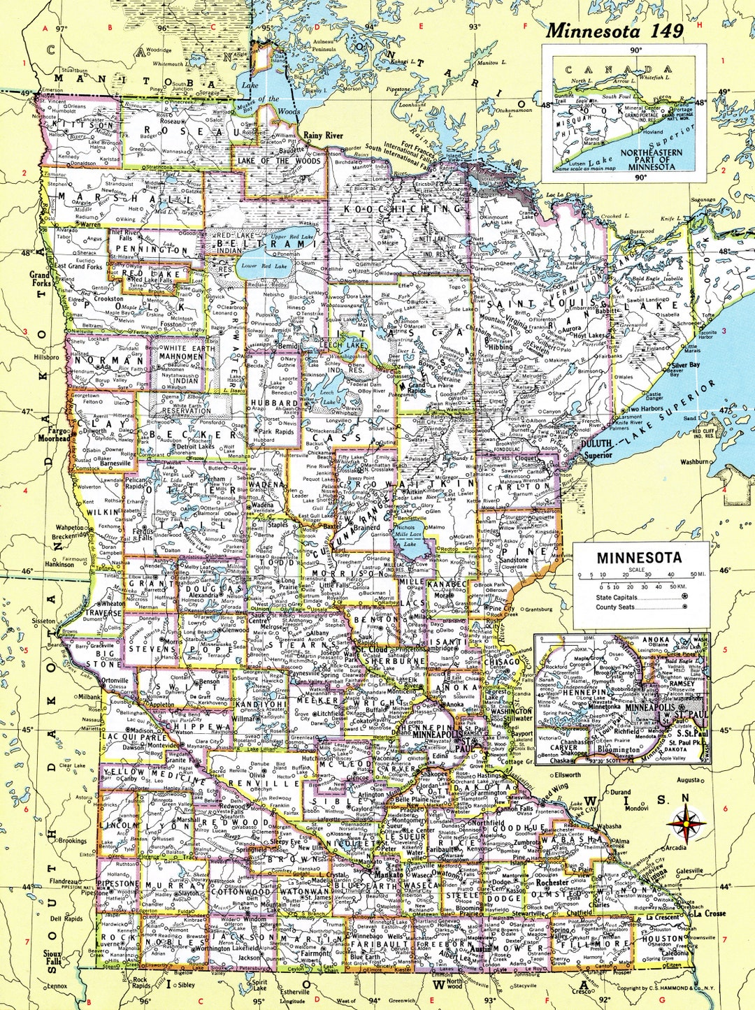 Minnesota Map Instant Download Printable Map Digital - Etsy Finland