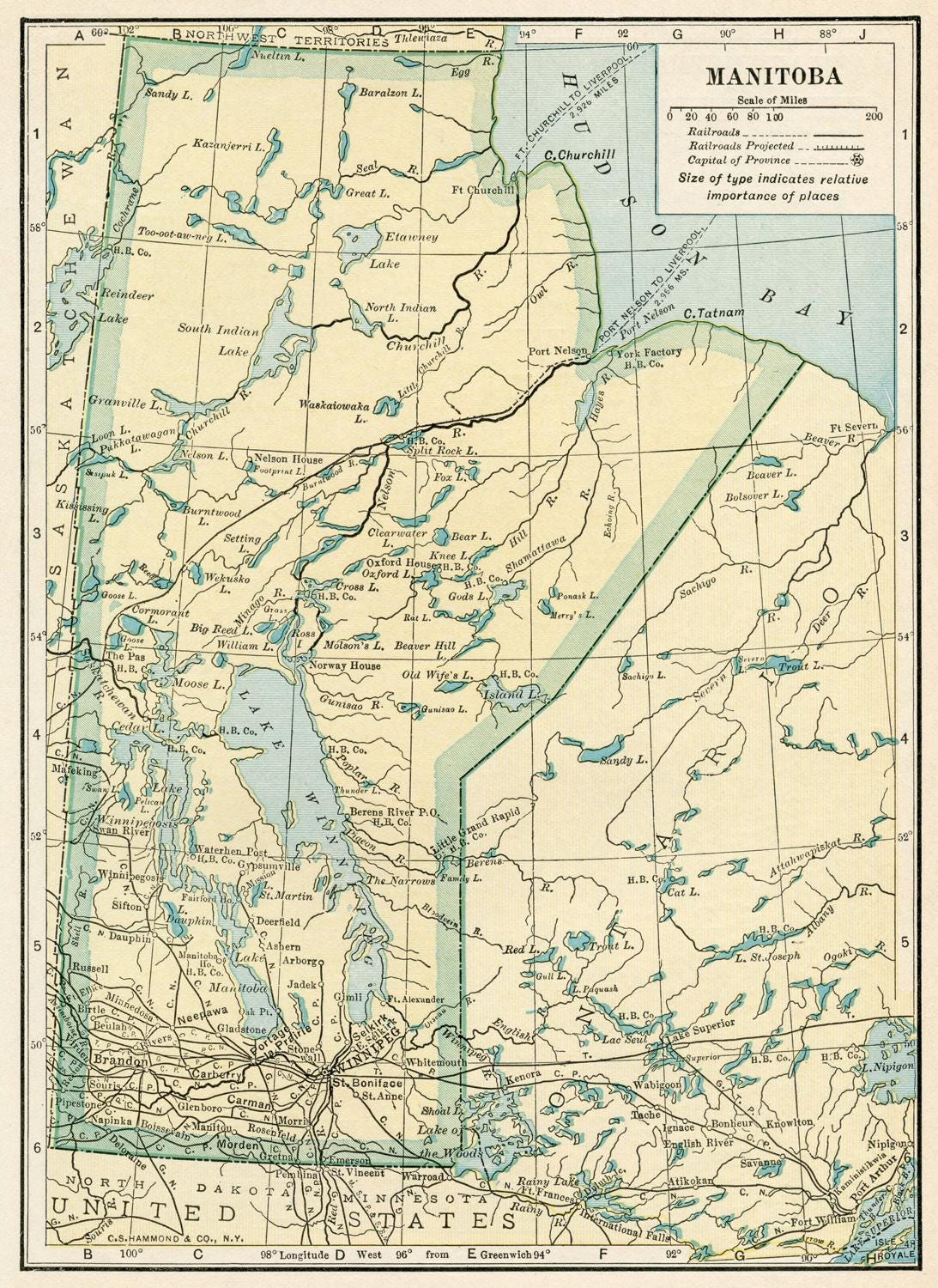 Manitoba Map Digital Download - Printable Map, Vintage 1923 Map of ...