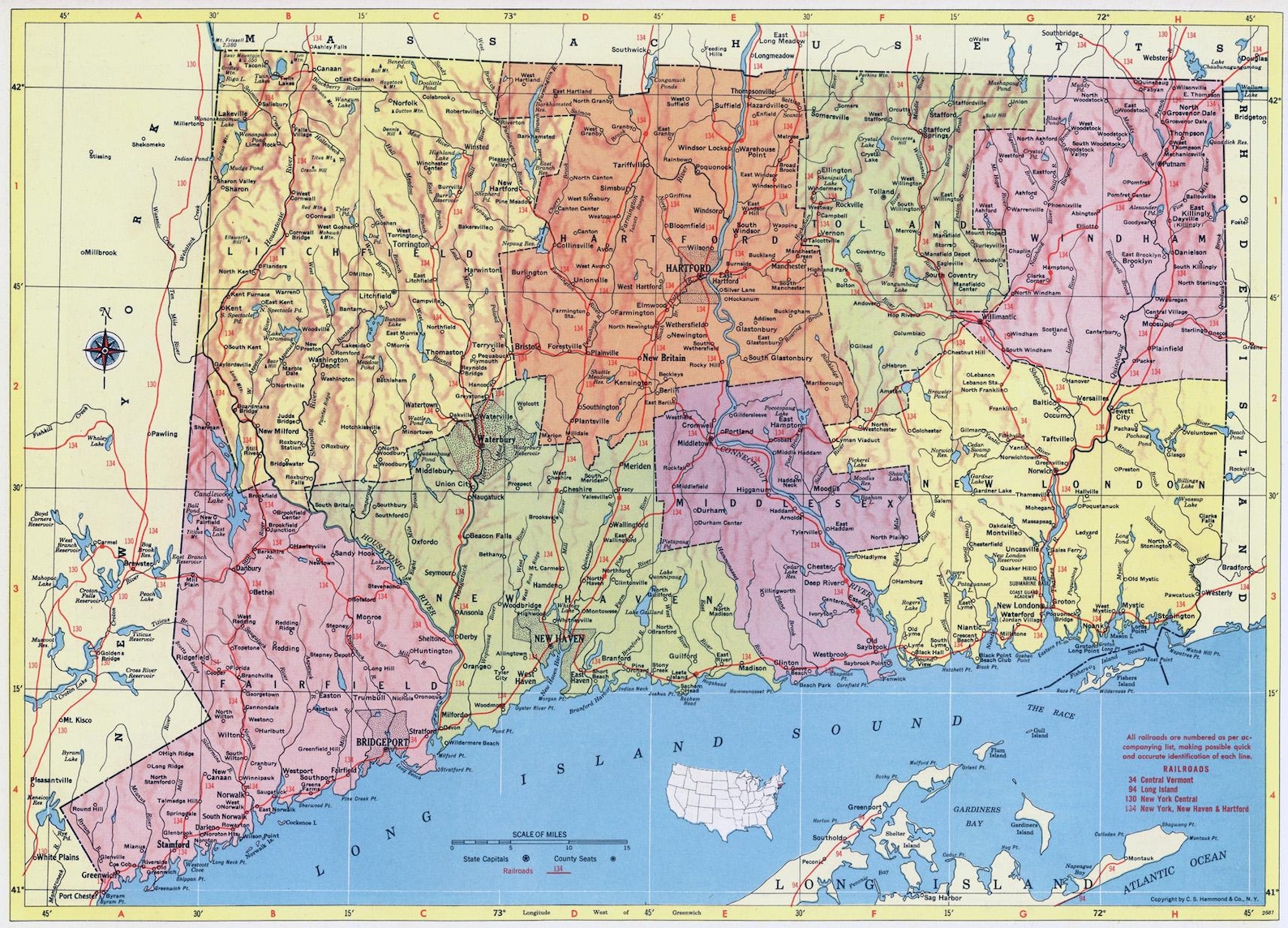 Connecticut Map Instant Download - Printable Map, Vintage Map, Home ...