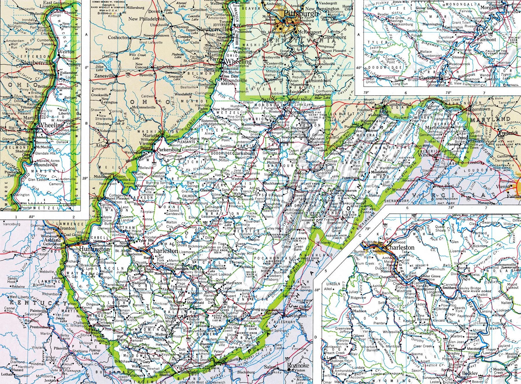 West Virginia Map Digital Download - Printable Map, Map of West ...