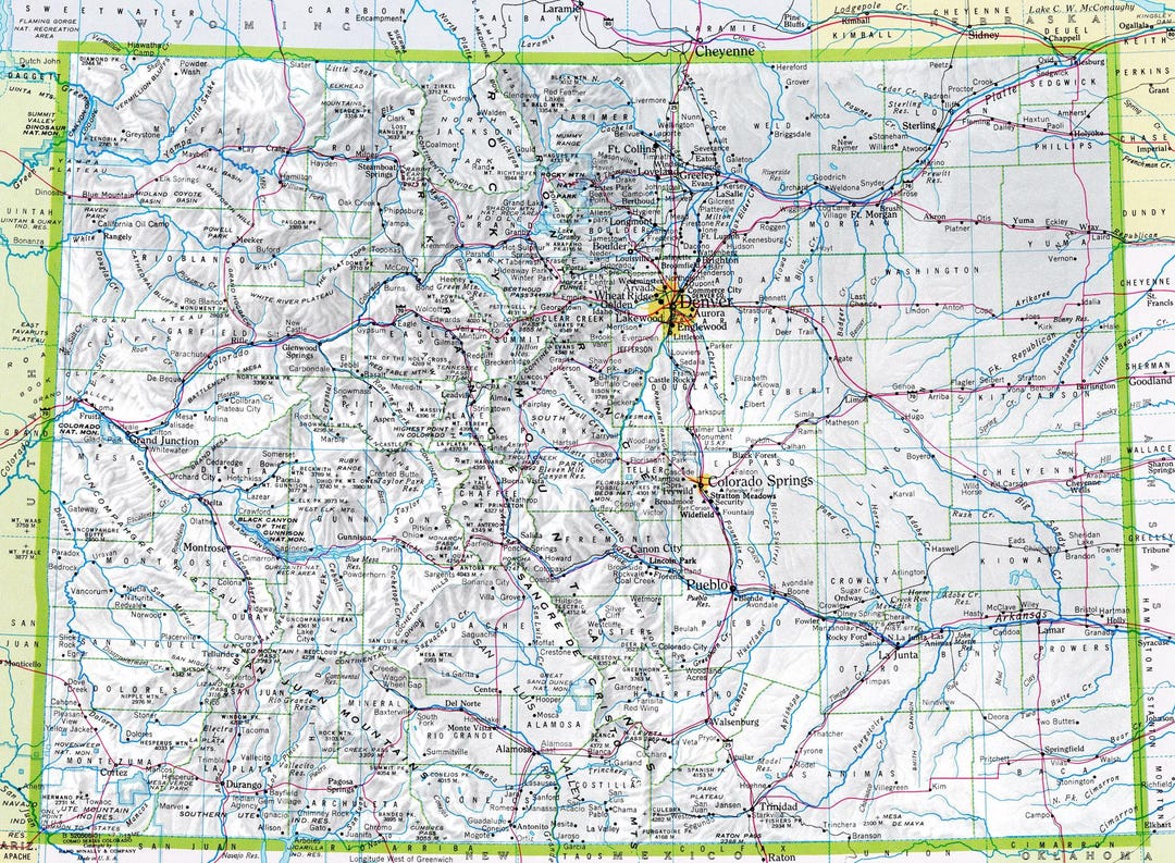 Colorado Map Digital Download - Printable Map, Colorado Map, Home Decor, Wall Art, Instant ...