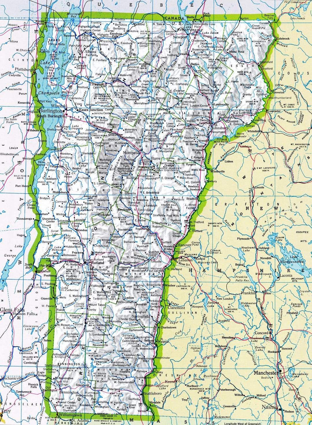 Vermont Map Digital Download - Printable Map, Map of Vermont, Home ...