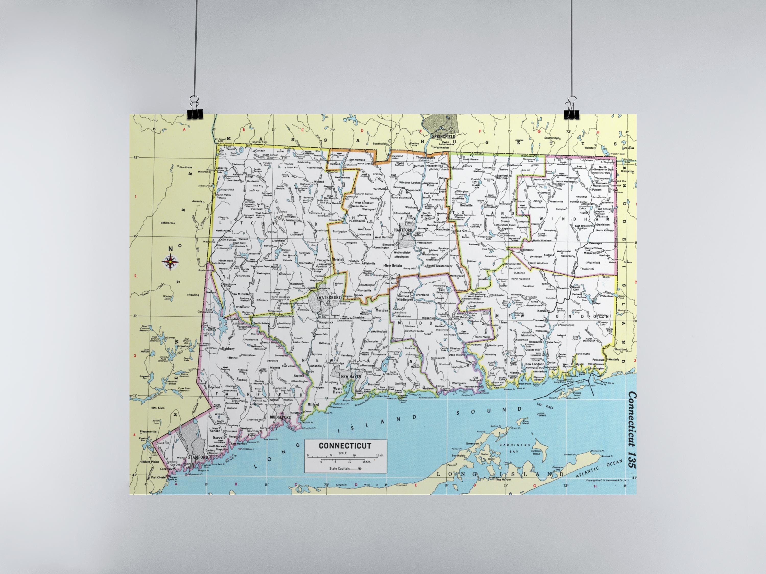 Connecticut Map Instant Download - Printable Map, Digital Download ...