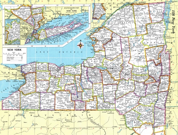 New York Map Instant Download Printable Map Digital - Etsy