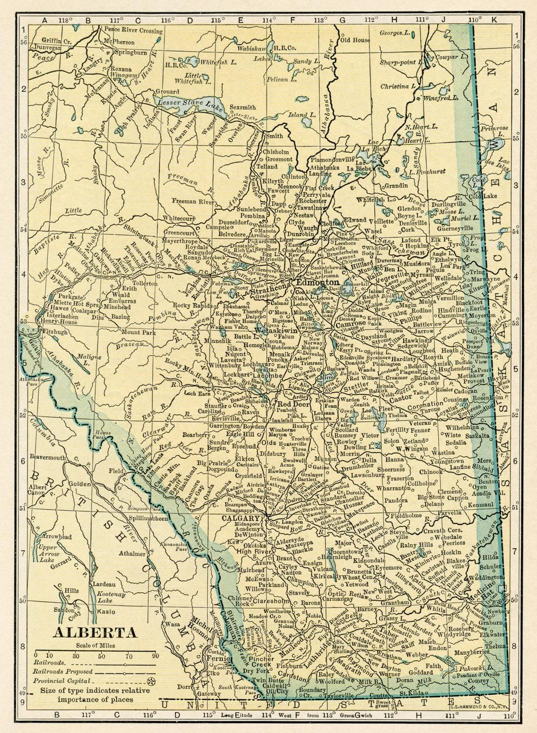 Alberta Canada Map Digital Download - Printable Map, Vintage 1923 Map ...