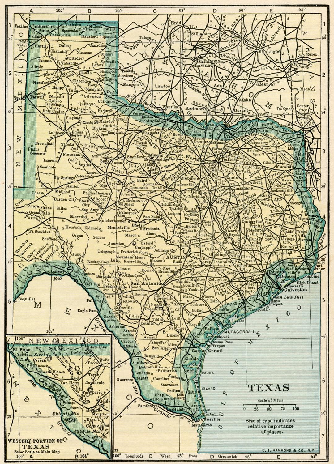 Texas Map Digital Download - Printable Map, Vintage 1923 Map of Texas, Home Decor, Wall Art ...