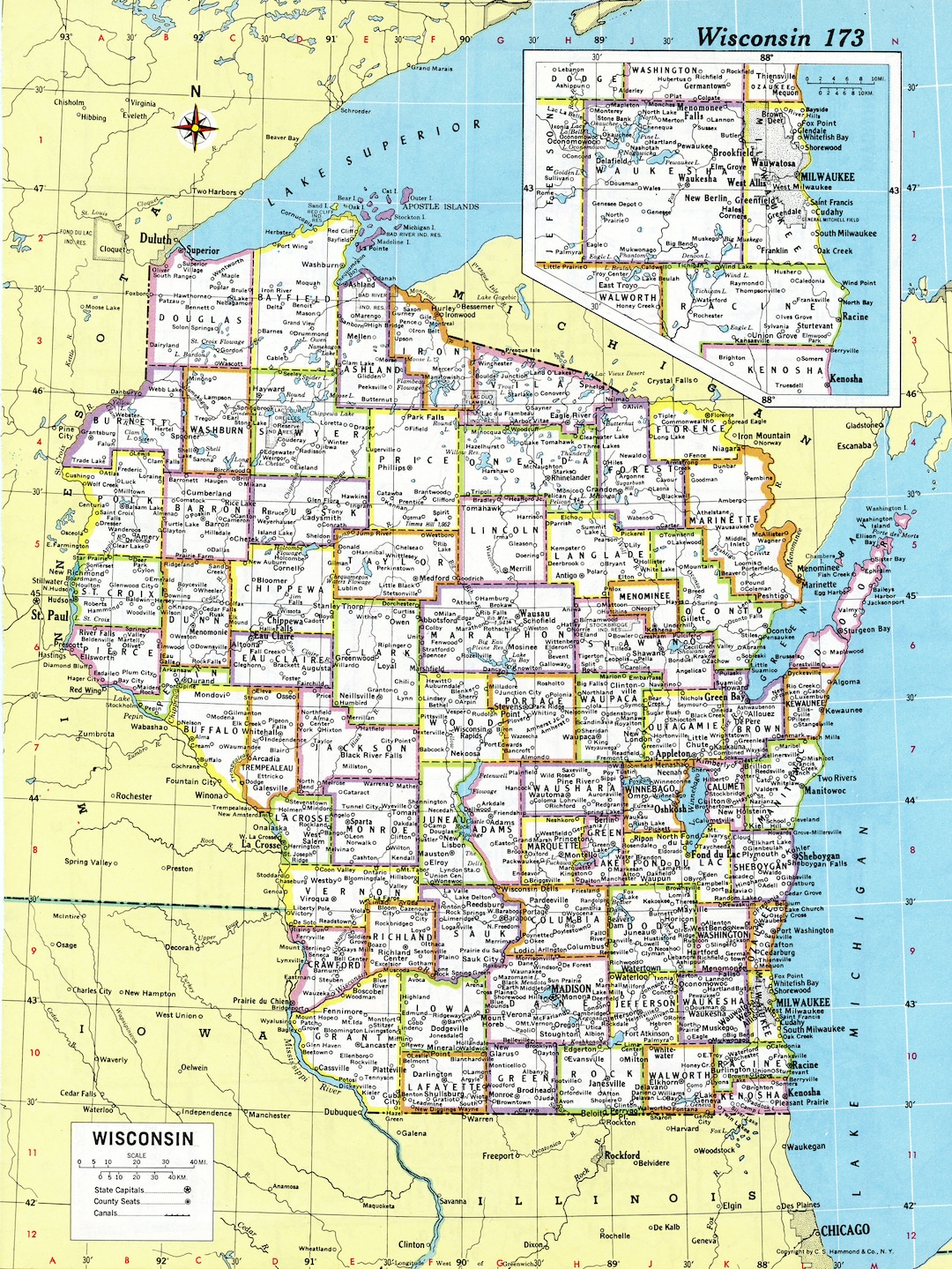 Wisconsin Map Instant Download Printable Map, Digital Download, Wall ...