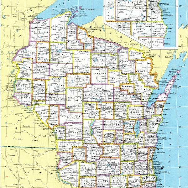 Wisconsin Map Art - Etsy