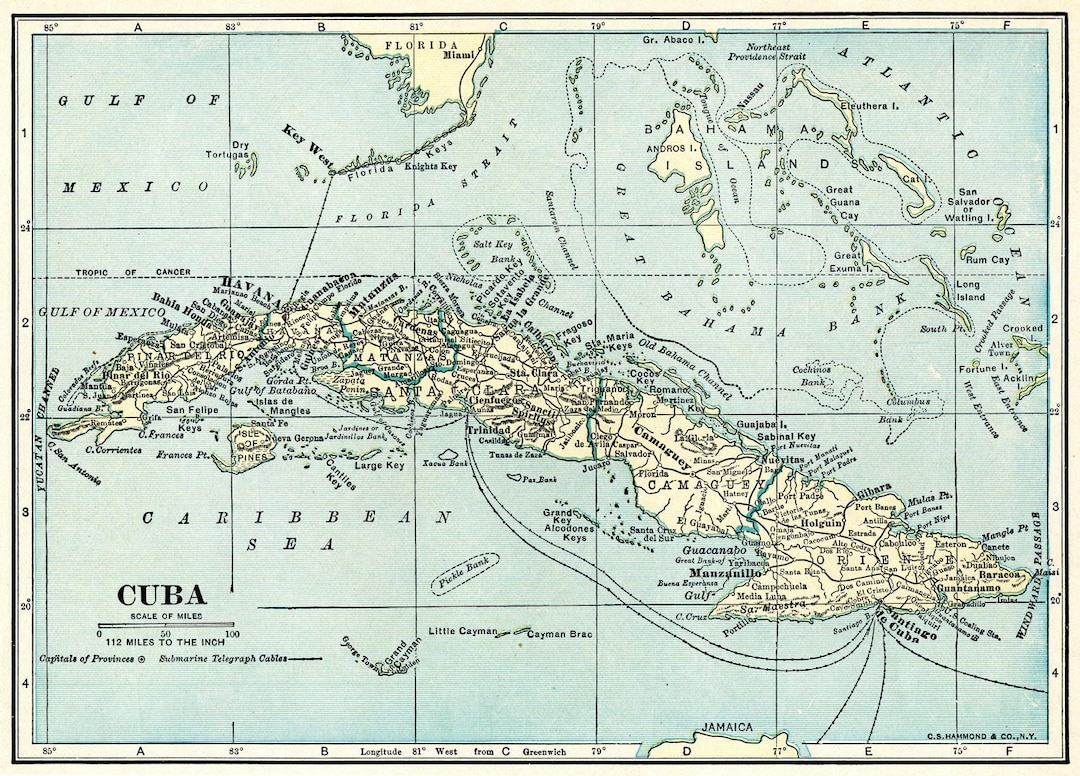 Cuba Map Digital Download - Printable Map, Vintage 1923 Map of Cuba ...