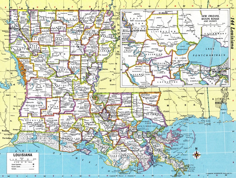 Louisiana Map Instant Download Printable Map, Digital Download, Wall ...