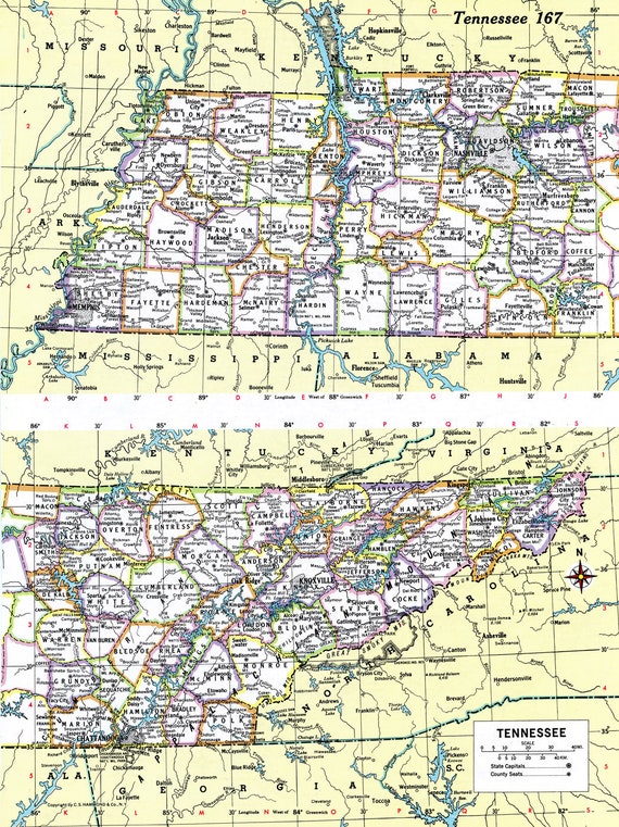 Tennessee Map Instant Download Printable Map Digital - Etsy
