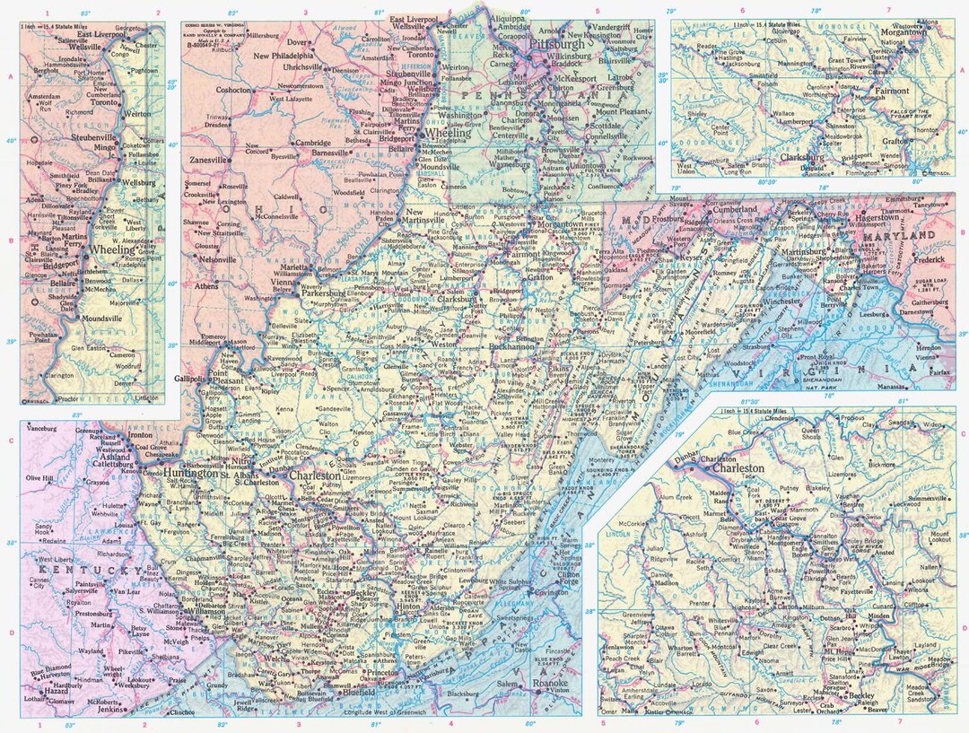 West Virginia Map Digital Download - Printable Map, Map of West ...