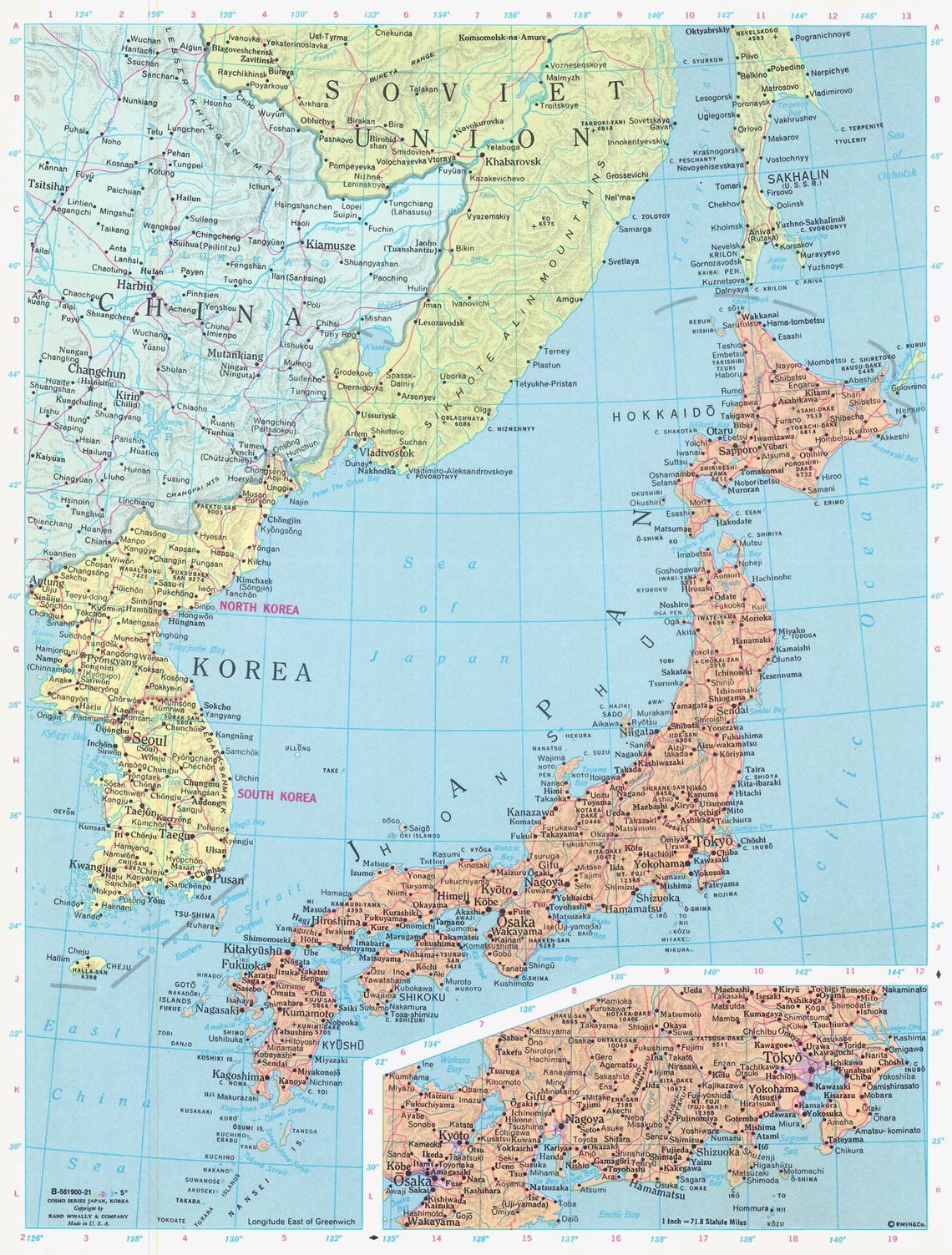Japan & Korea Map Digital Download - Printable Map, Map of Japan Korea ...