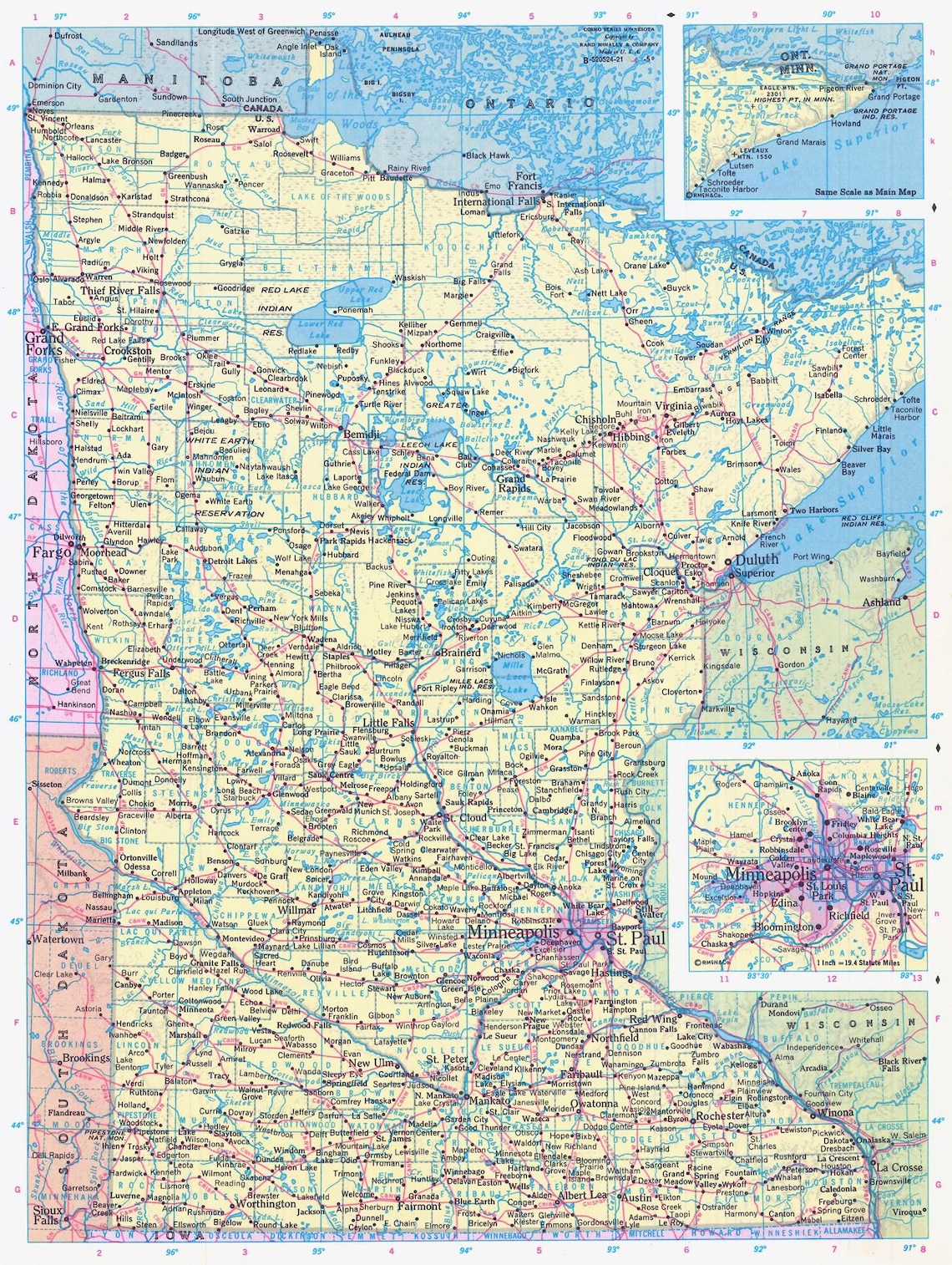 Minnesota Map Digital Download - Printable Map, Map of Minnesota, Home ...