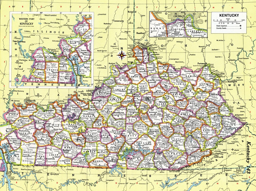 Kentucky Map Instant Download Printable Map, Digital Download, Wall Art ...