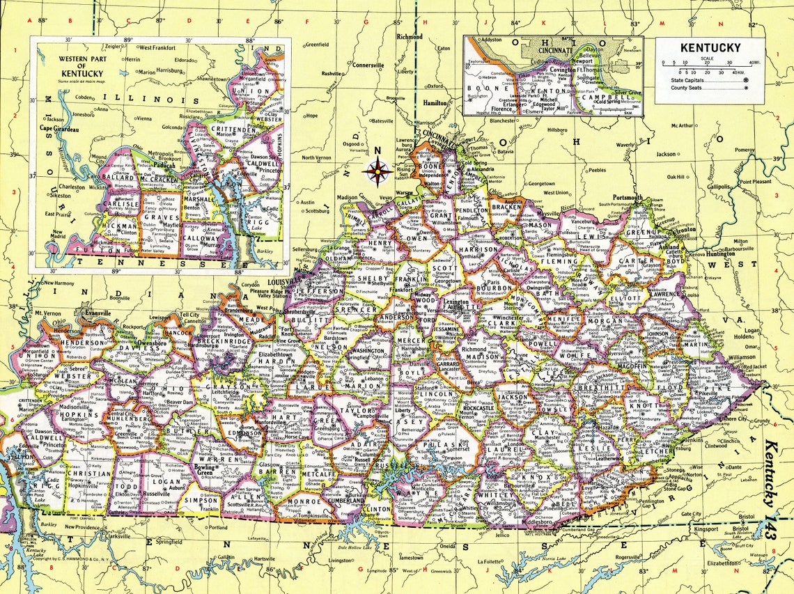 Kentucky Map Instant Download Printable Map, Digital Download, Wall Art ...
