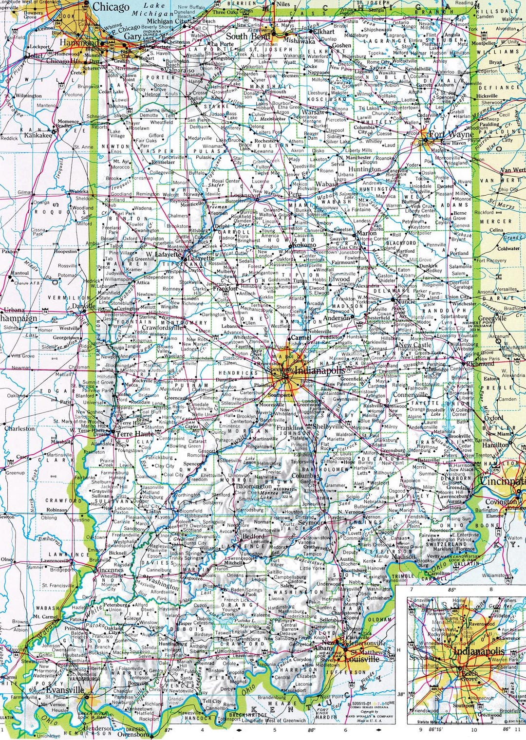 Indiana Map Digital Download - Printable Map, Map of Indiana, Home ...